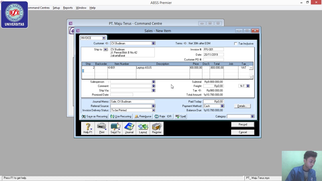 transaksi penjualan abss premier - YouTube
