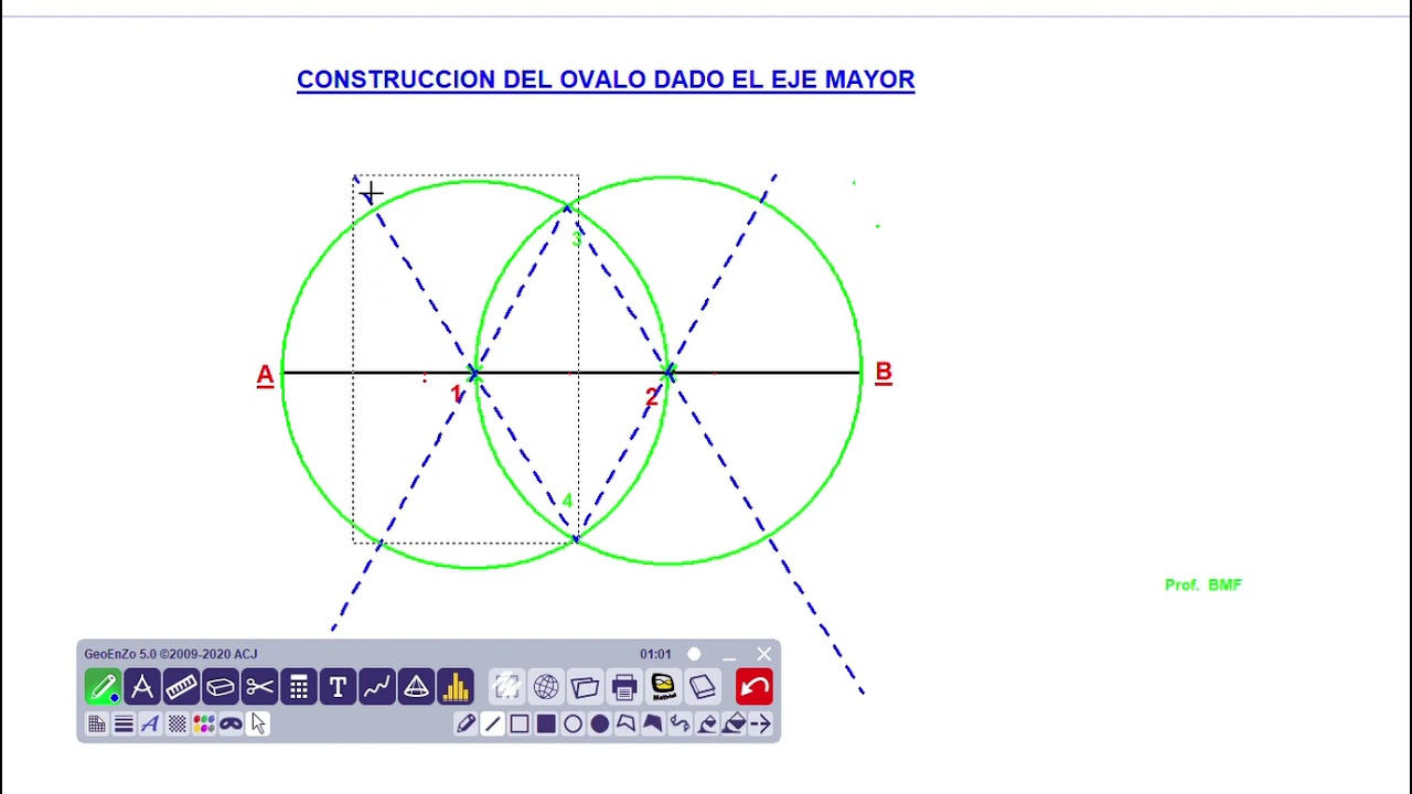 CONSTRUCCION DEL OVALO DADO EL EJE MAYOR - YouTube