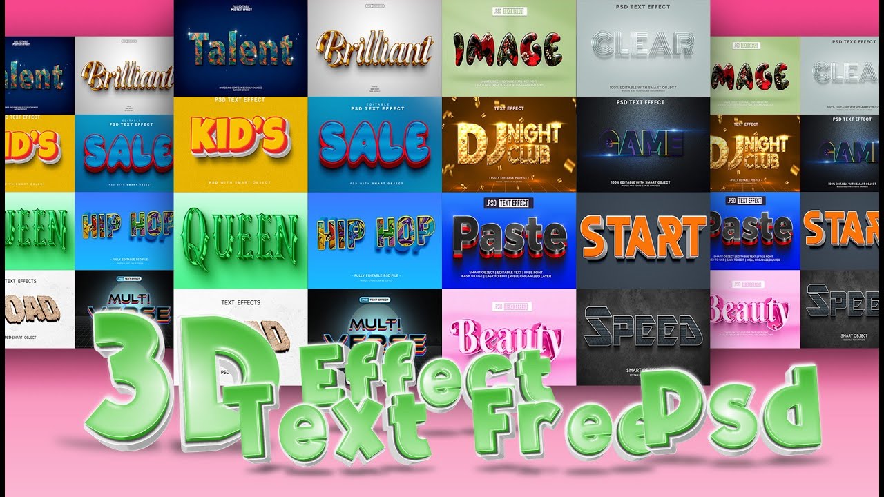 free download editable 3d text effect psd file | Free 3D Text Effects for 2024 - YouTube