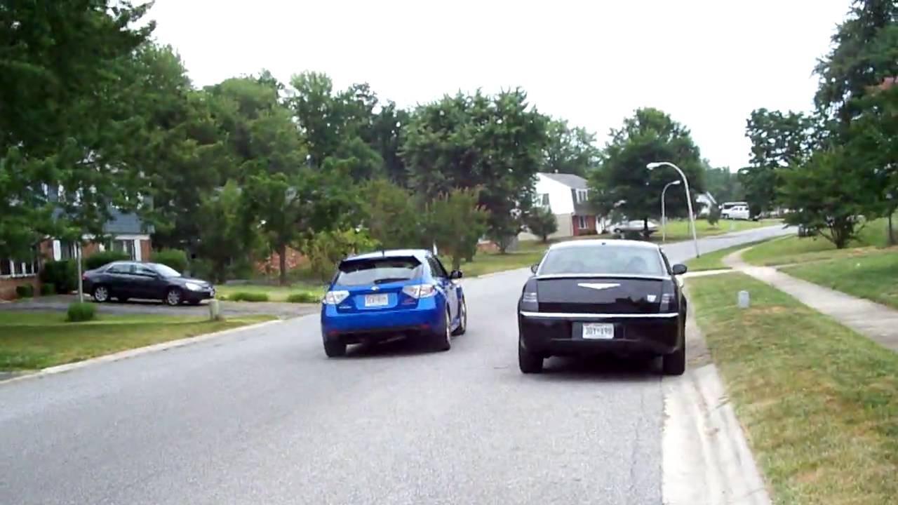 Slow Subaru running from a Fast Hemi - YouTube