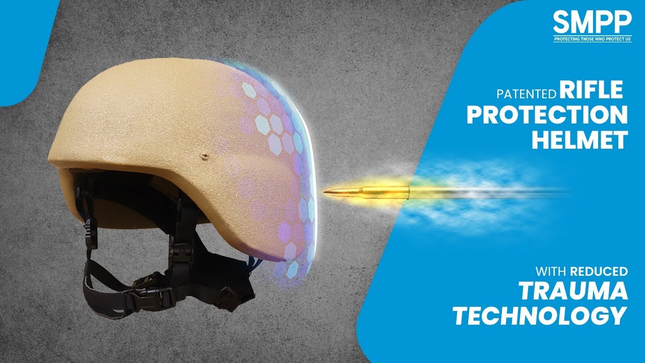 SMPP's patented rifle protection helmet, with reduced trauma technology ...