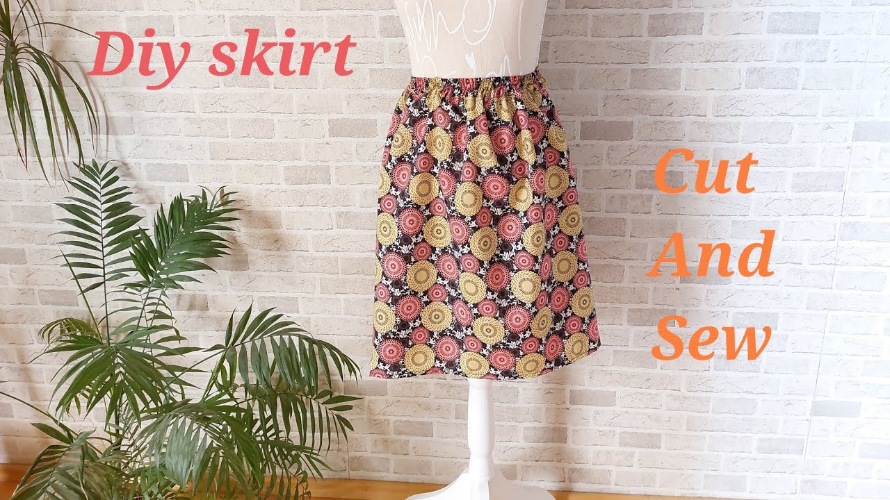 How to sew a skirt / easy sewing for beginners cutting and stitching ...
