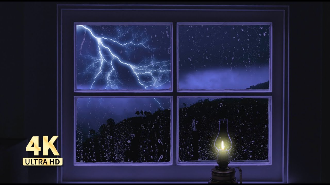 Thunderstorm & Rain Sounds On WindowㅣRelaxing Heavy Rain for Deep Sleep ...