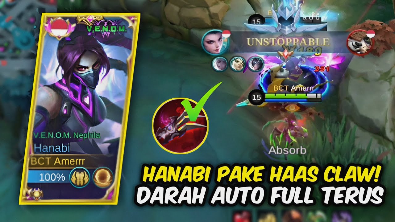HANABI PAKE ITEM HAAS CLAW! AUTO GABISA MATI - HANABI BEST BUILD ...
