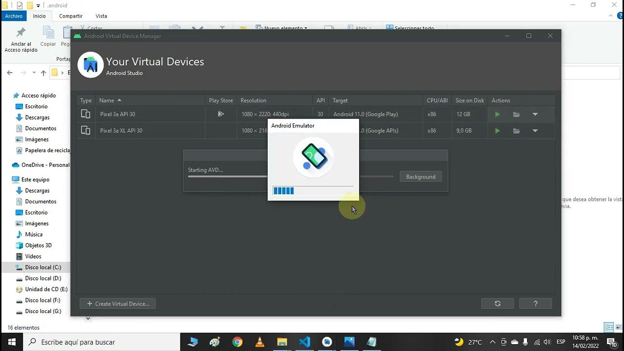 The emulator process for AVD Pixel_2_API_30 has terminated. (SOLUCIÓN 2022) - YouTube