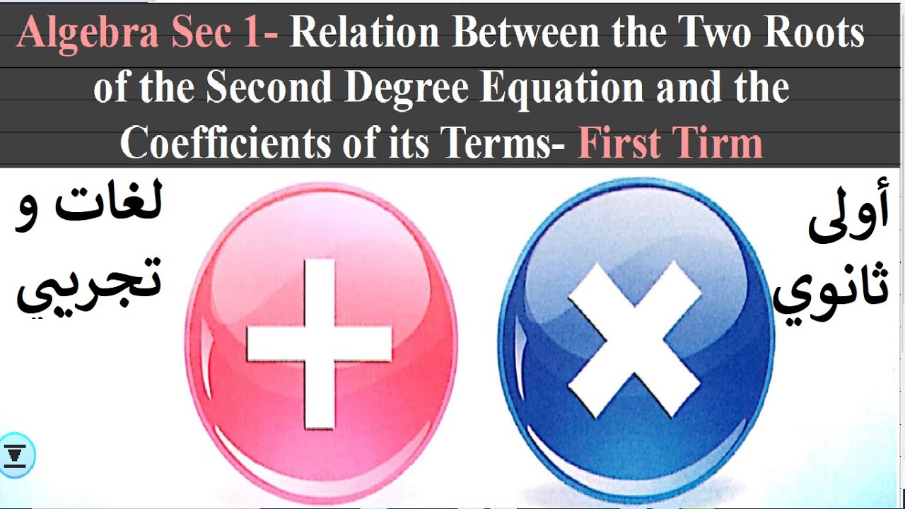 Relation Between the Two Roots of the Second Degree Equation and the ...