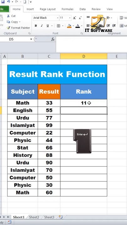 USE to RANK Function in Excel 🔥 | Excel for Fresher | #excel #short #computer @ITSoftwares - YouTube