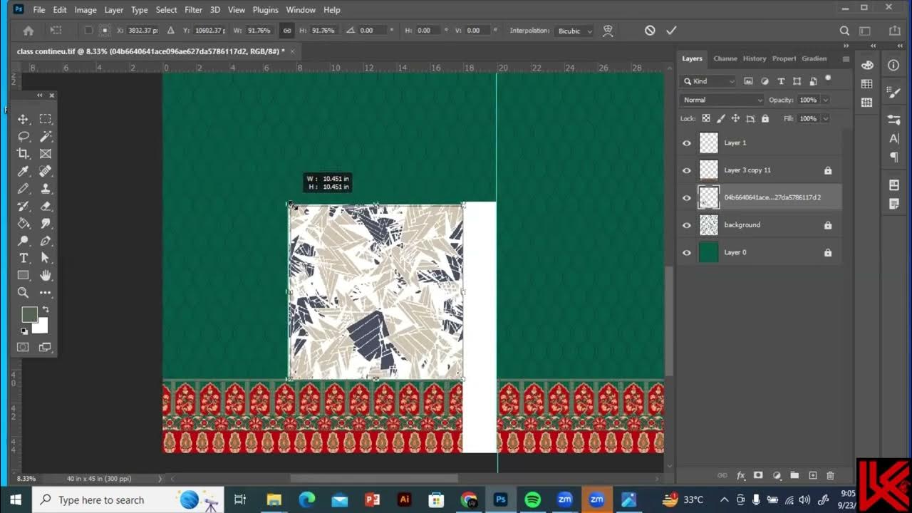 how to do shirt daman creation with repeat design in textile designing adobe photoshop online ...