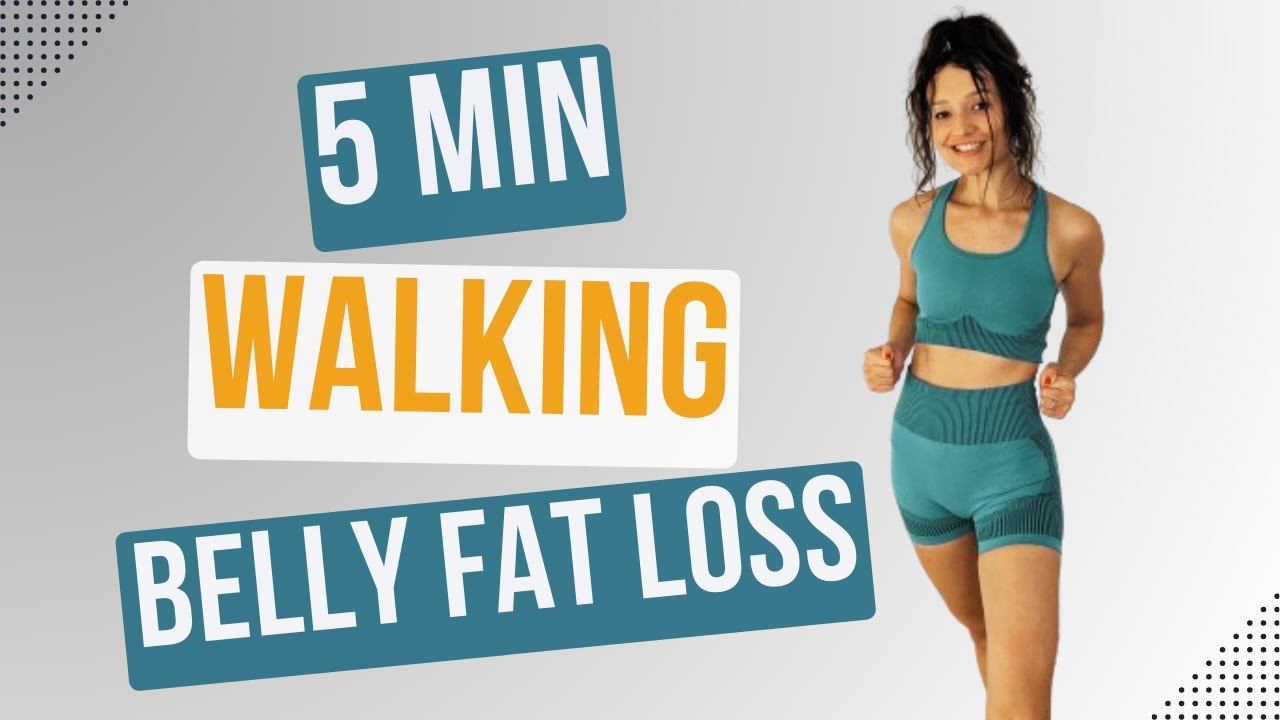 5 MIN WALKING WORKOUT FOR BELLY FAT LOSS - Walking Exercises for Flat ...