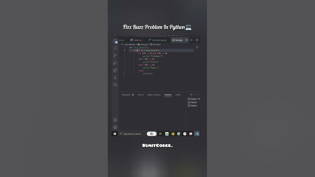 Fizzbuzz Problem By Using Python💻coding Codinglife Python