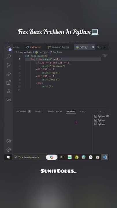 Fizzbuzz Problem By Using Python💻coding Codinglife Python Programming Youtube