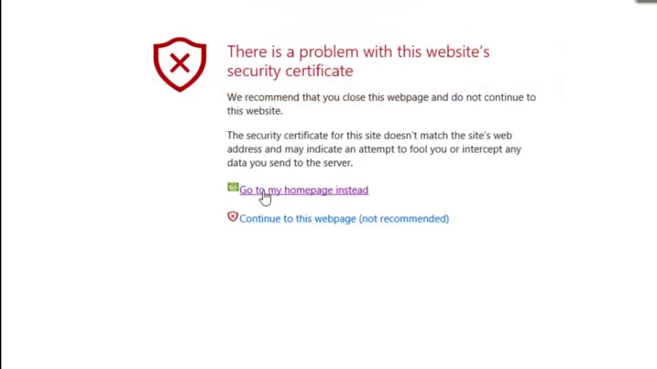 There is a problem website certificate security. - YouTube