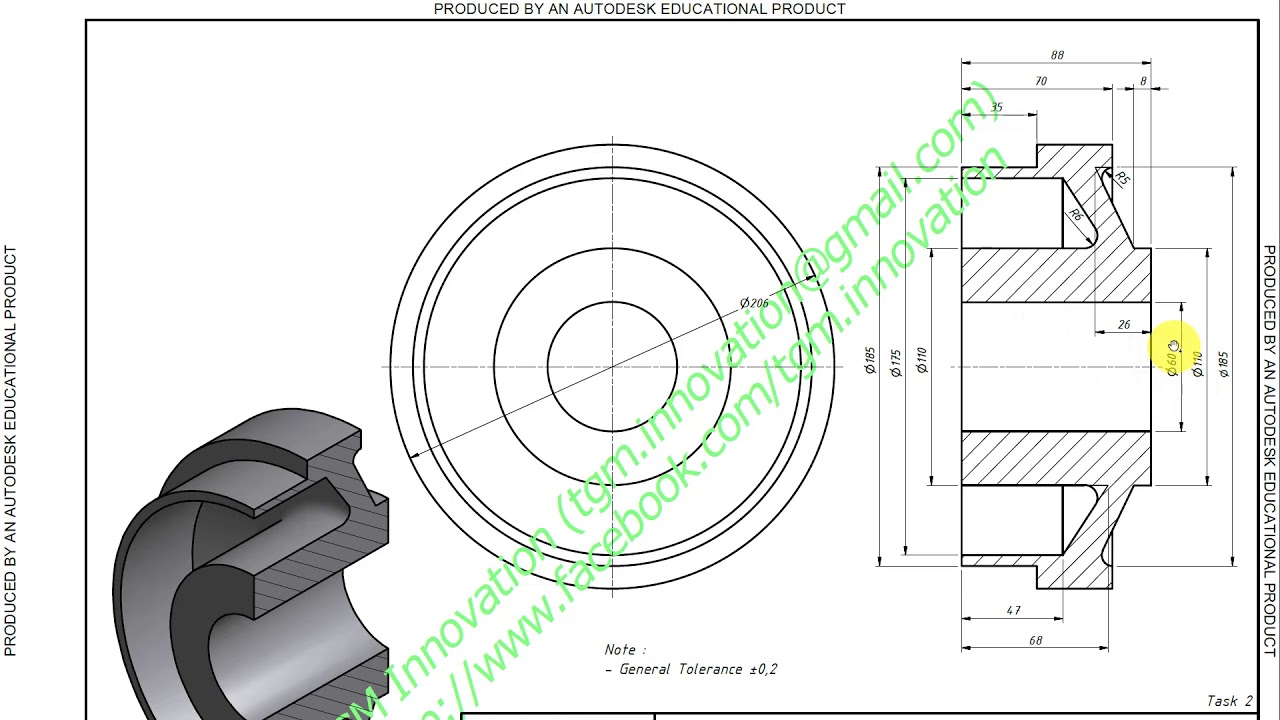Inventor 3D Tutorial Basic (Spigot Bearing) - YouTube