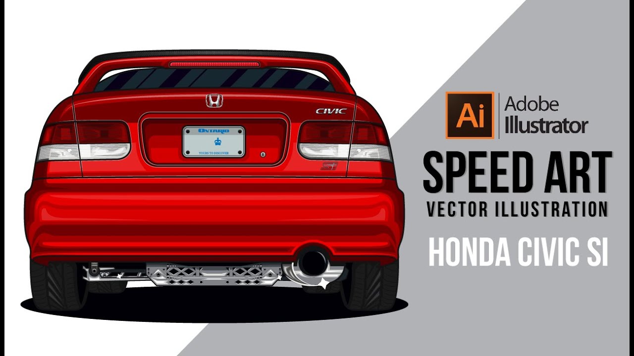 HONDA CIVIC SI SPEED ART | VECTOR SPEED PAINTING | ADOBE ILLUSTRATOR ...