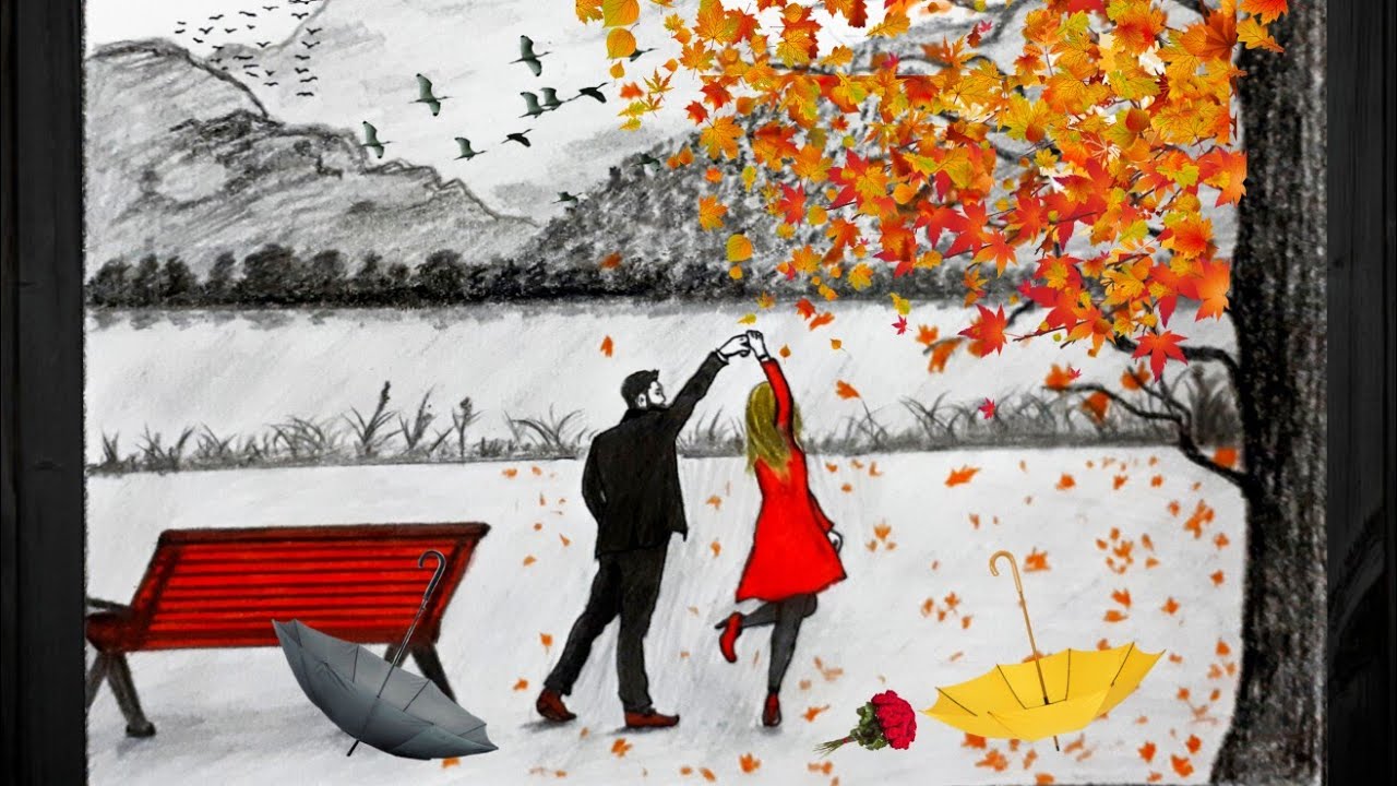 AUTUMN Season Drawing / KUZ fasli rasmini chizish - YouTube