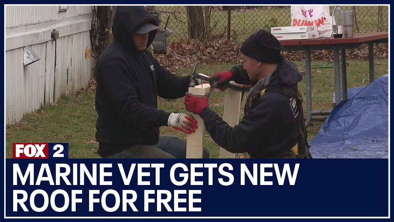 Marine vet gets new roof for free - YouTube