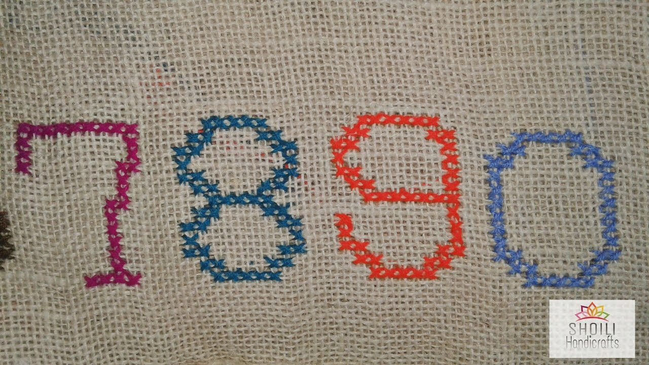 Cross stitch design numbers ||, 7, 8, 9 and 0 - YouTube
