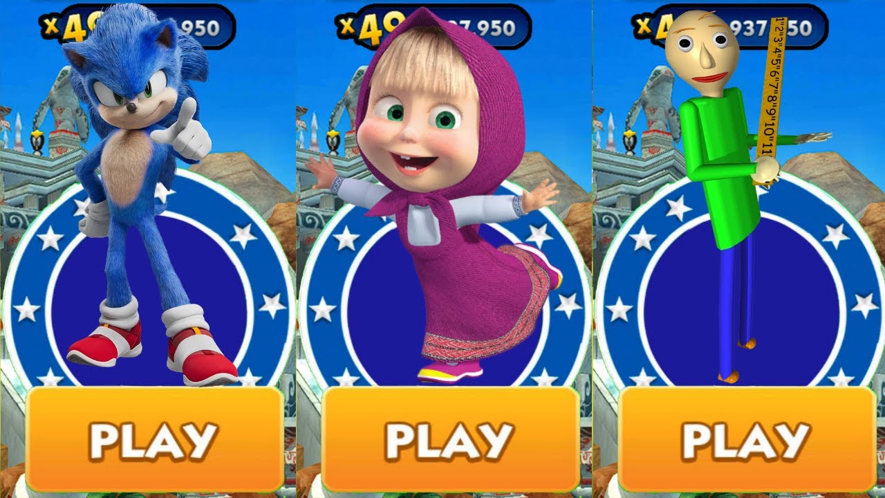 Sonic Dash vs Masha Princess Run vs Baldi's Basics Run - Movie Sonic vs ...