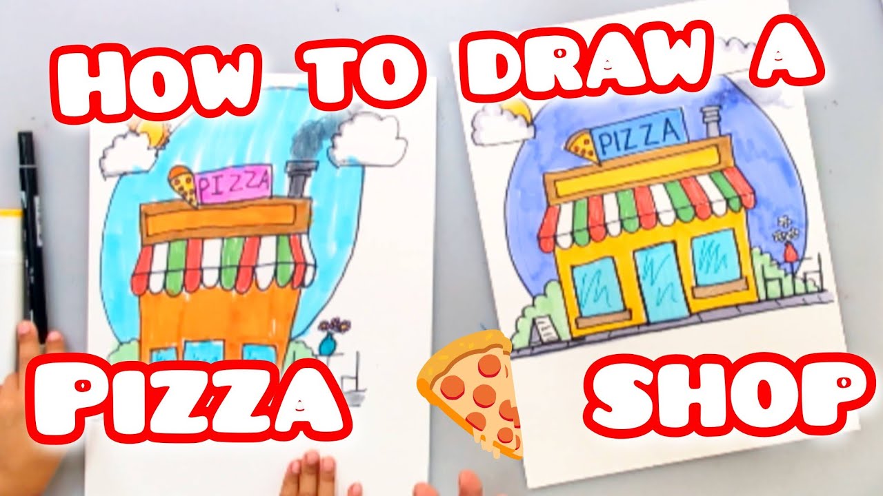 How to draw a Pizza 🍕 shop - YouTube