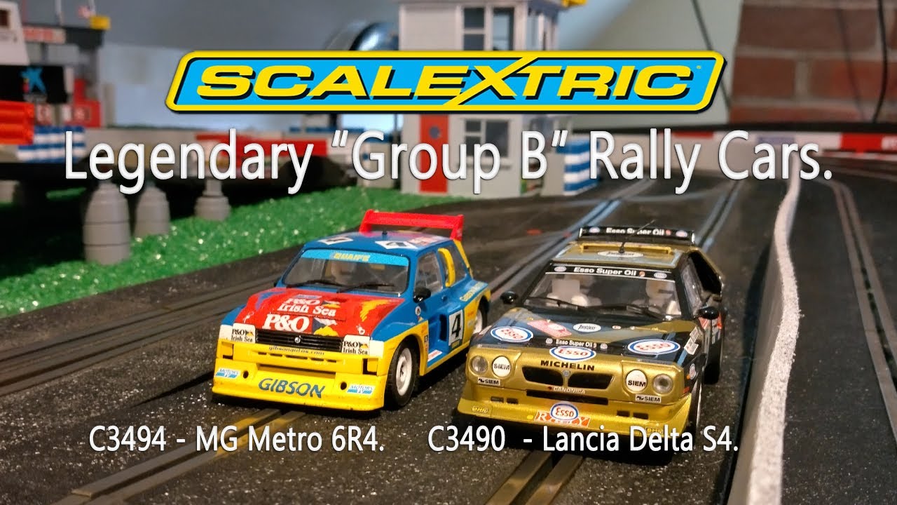 Scalextric Classic Track Racing, MG Metro 6R4 & Lancia Delta S4. - YouTube