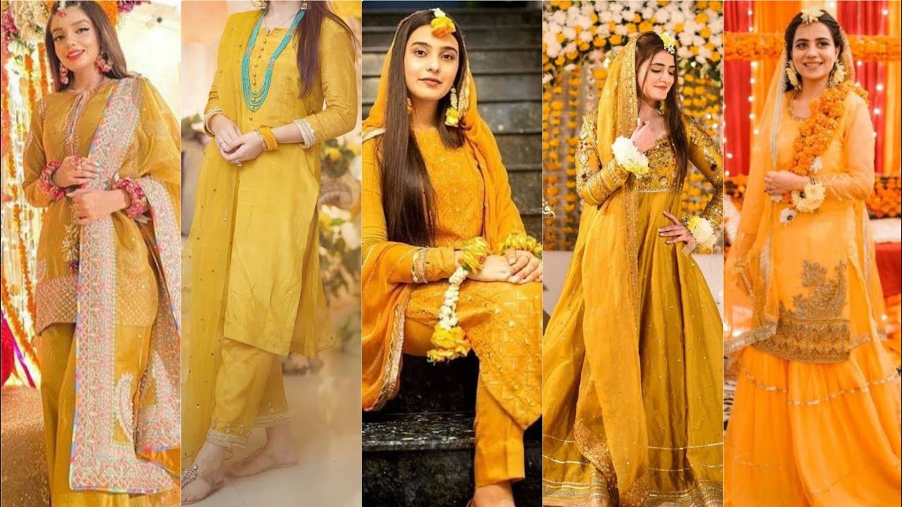 Pakistani latest mehndi mayo dresses for bridals 2022//yellow color ...