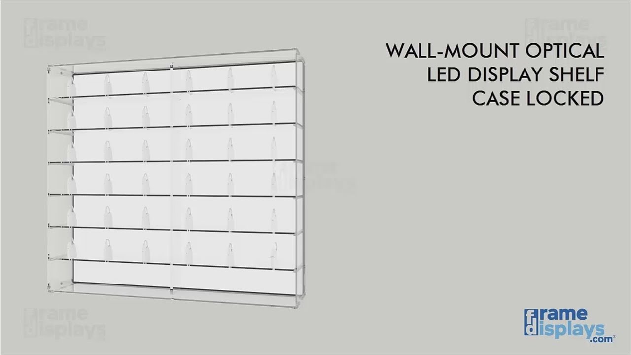 WALL-MOUNT OPTICAL LED DISPLAY SHELF CASE - LOCKED - YouTube