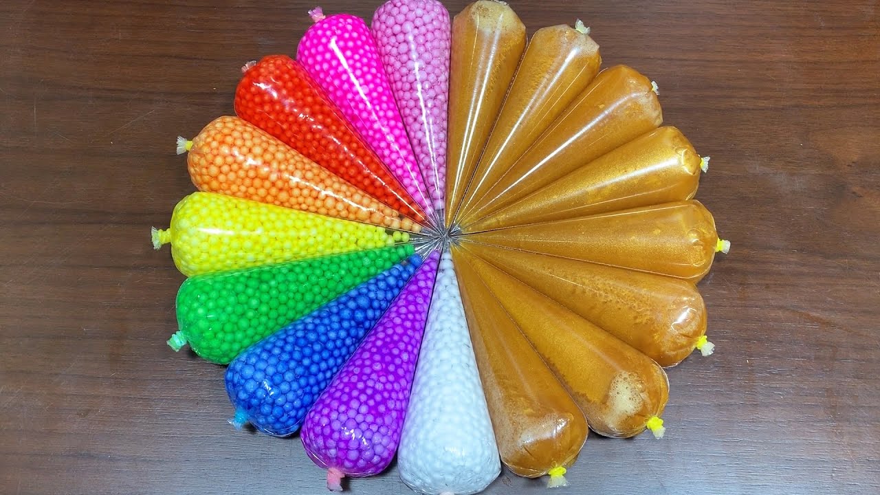 Making Crunchy Foam Slime With Circle Piping Bags | GLOSSY SLIME | ASMR ...