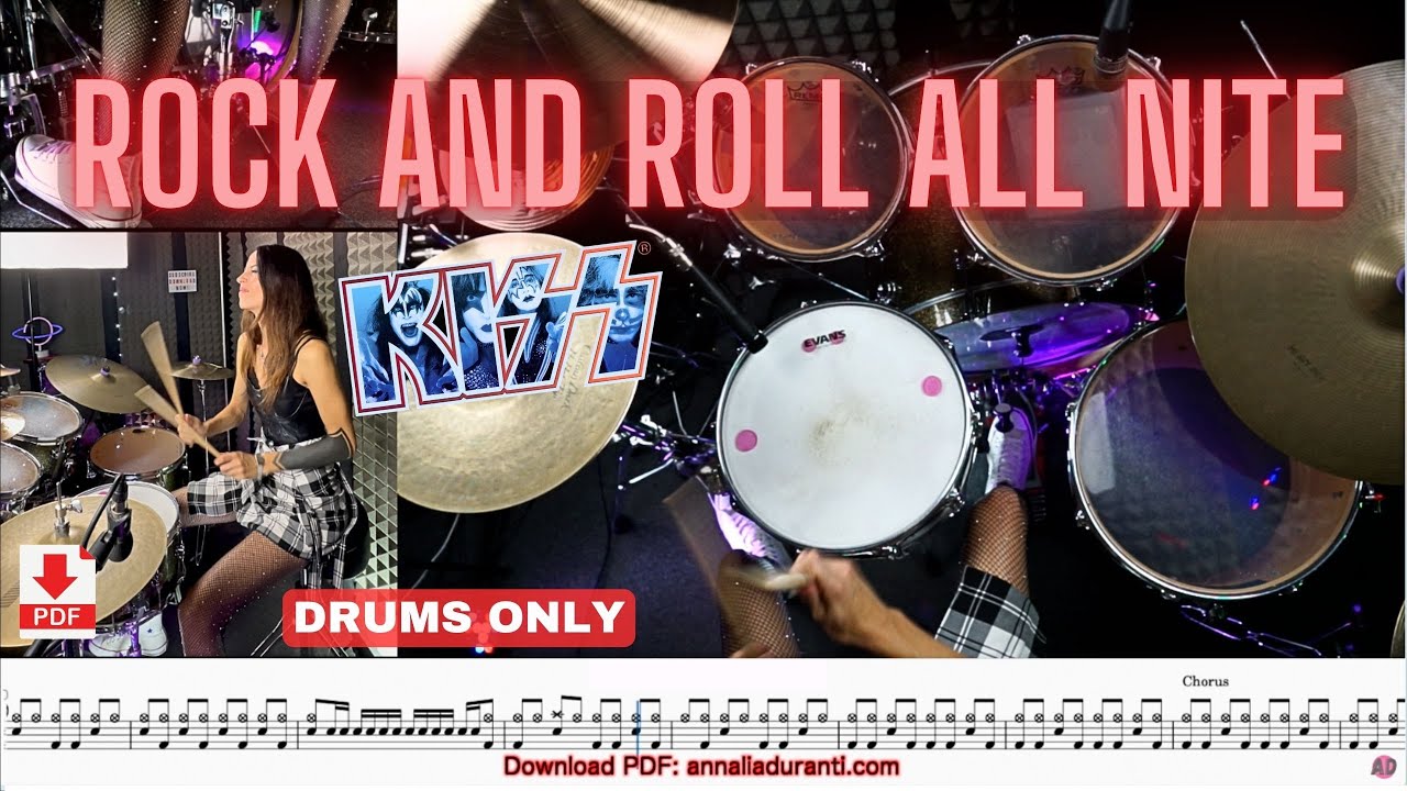 Rock And Roll All Nite - Kiss - Drums Ony (Drum Score) - YouTube