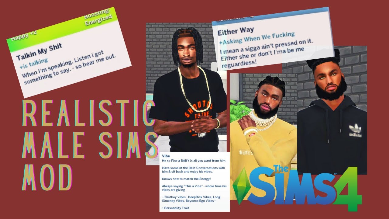 Realistic Black Male Sims ~ SIGGA MOD 💗 - YouTube