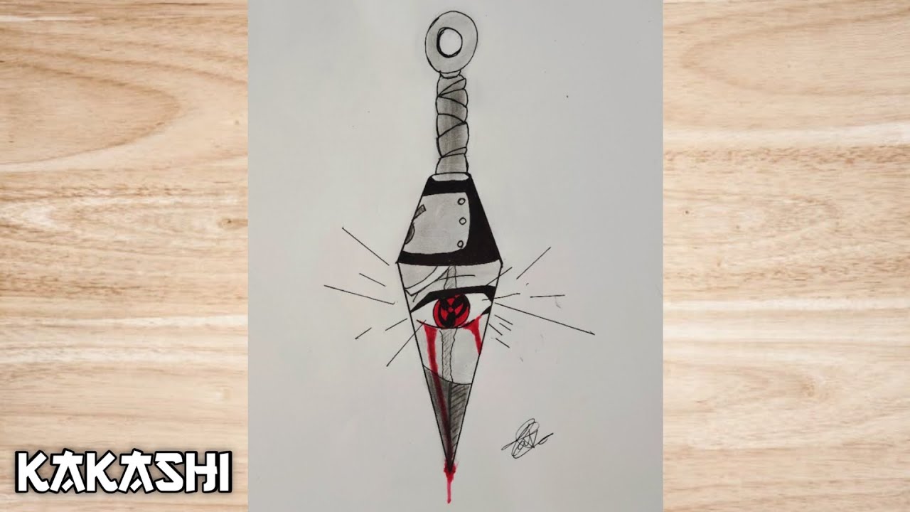 Kakashi Hatake drawing on kunai || how to draw anime drawing step by ...