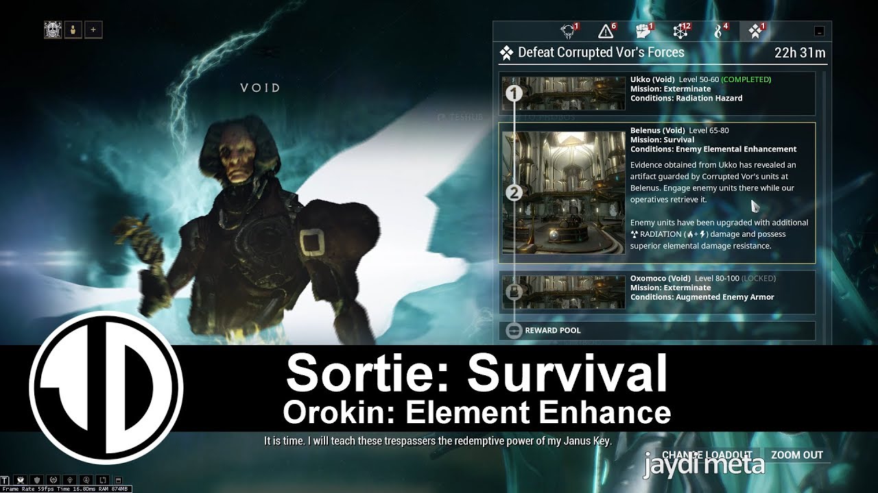 Warframe Sortie : Solo Orokin Survival Enemy Elemental Enhancement ...