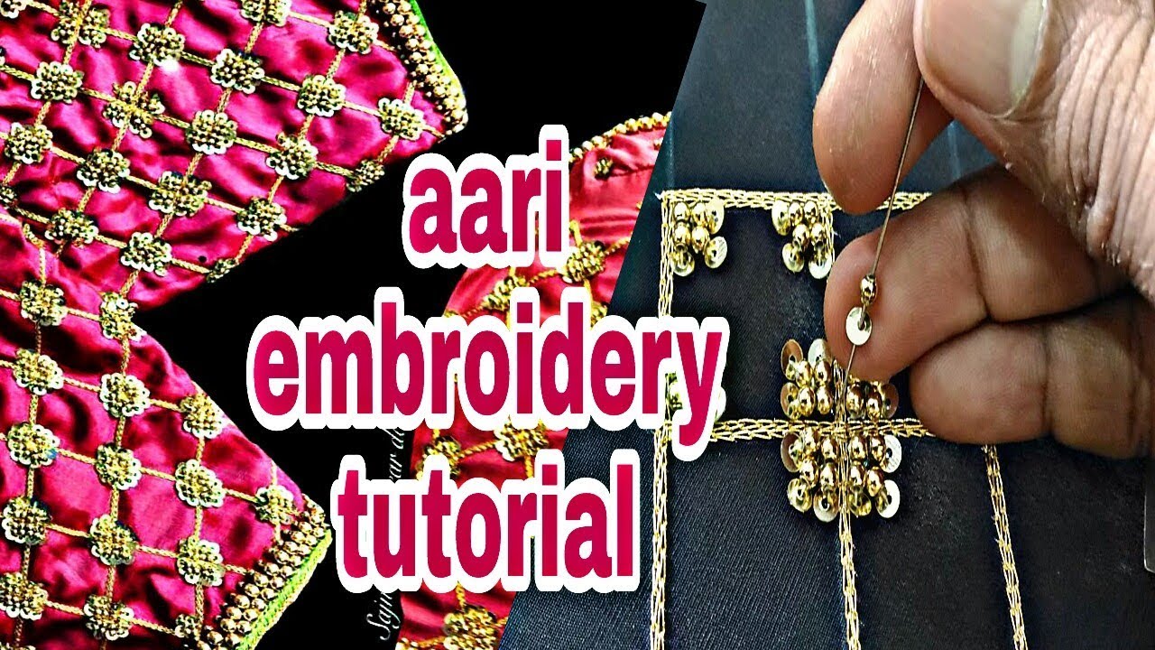 Aari embroidery tutorial | sleeves design | Hand embroidery - YouTube