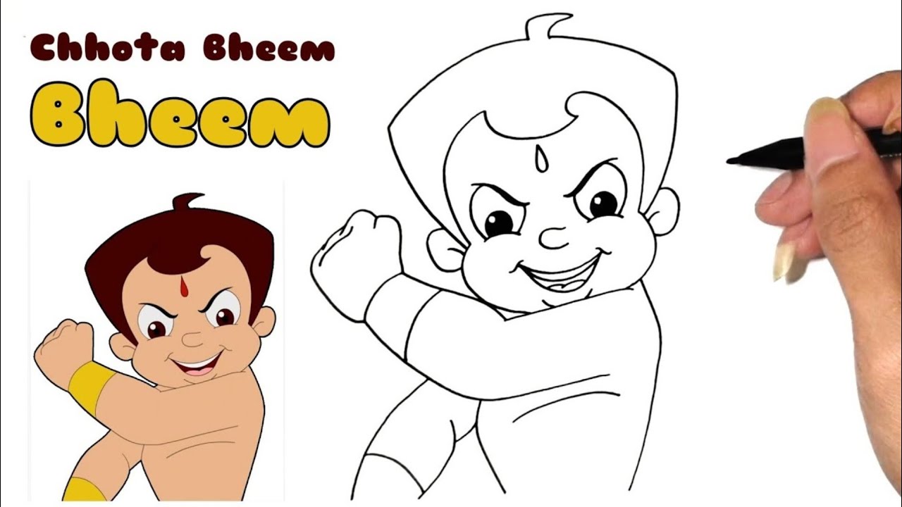 Chota Bheem Drawing Colouring and painting for kids and toddlers easy ...