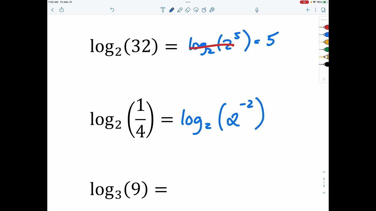 [Alg2] Evaluating Log Function with Base of 2 - YouTube