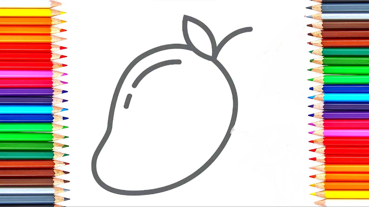 How to draw and color mango, easy drawing for toddlers and kids - YouTube