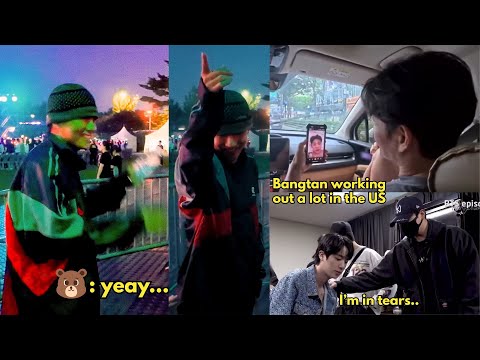 Taehyung, Namjoon and Hobi vibing to Dynamite and Hobi recording Taehyung dance in tiny on his phone
