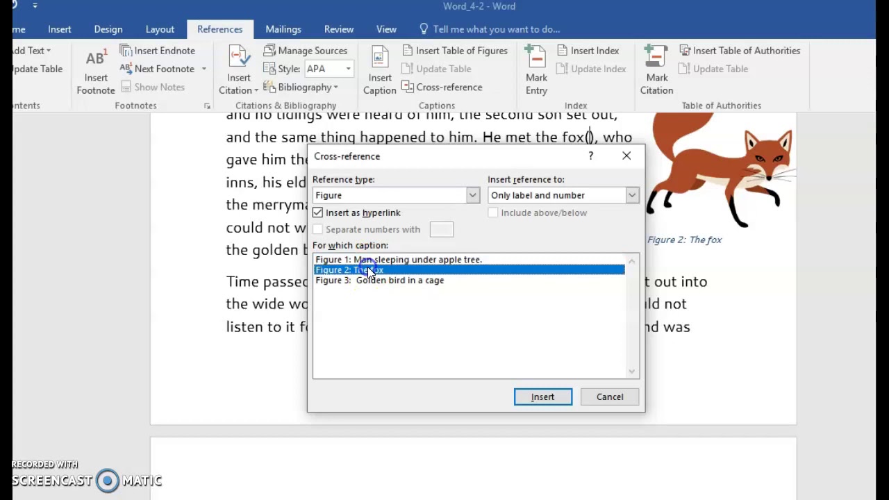 Cross Reference A Caption In Word YouTube Cross Reference A Caption In Word YouTube