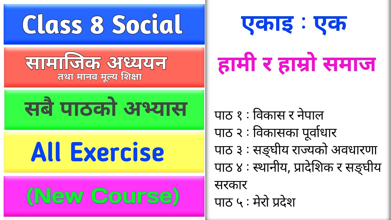 Class 8 Social Chapter 1 Exercise | All Lessons Exercise | Hami ra Hamro Samaj | BLE Social ...