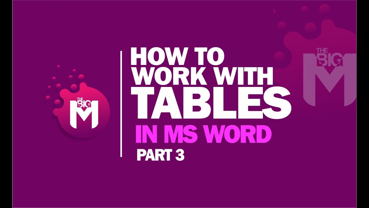 MS Word - Tables Part 3 - YouTube