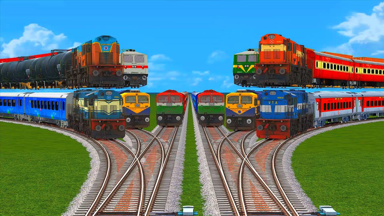 10 TRAINS RISKY CROSSING ON TOP OF THE SHARP BEND BUMPY BRANCH RAILROAD ...