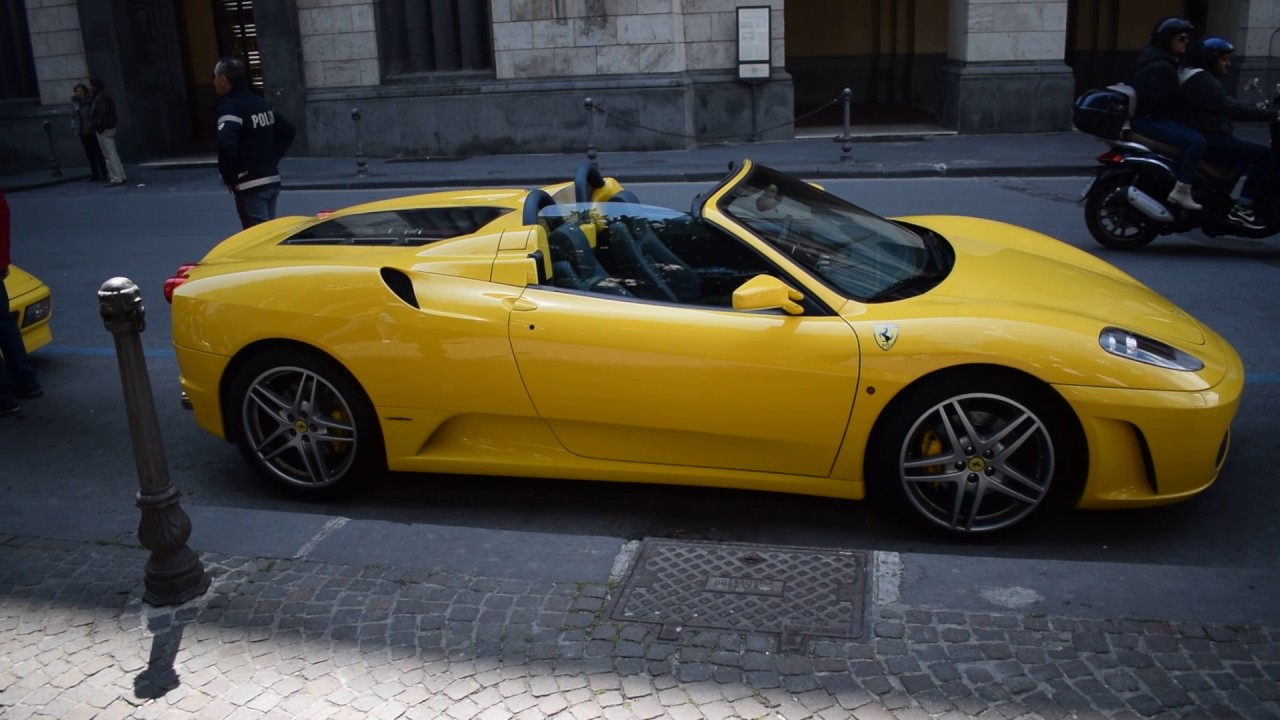 Awesome yellow Ferrari F430 spider spotted in Salerno (Italy) - YouTube
