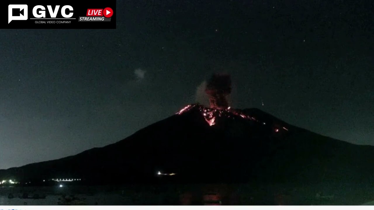 Lava Shower Rains Down Over Japans Sakurajima Volcano. - YouTube