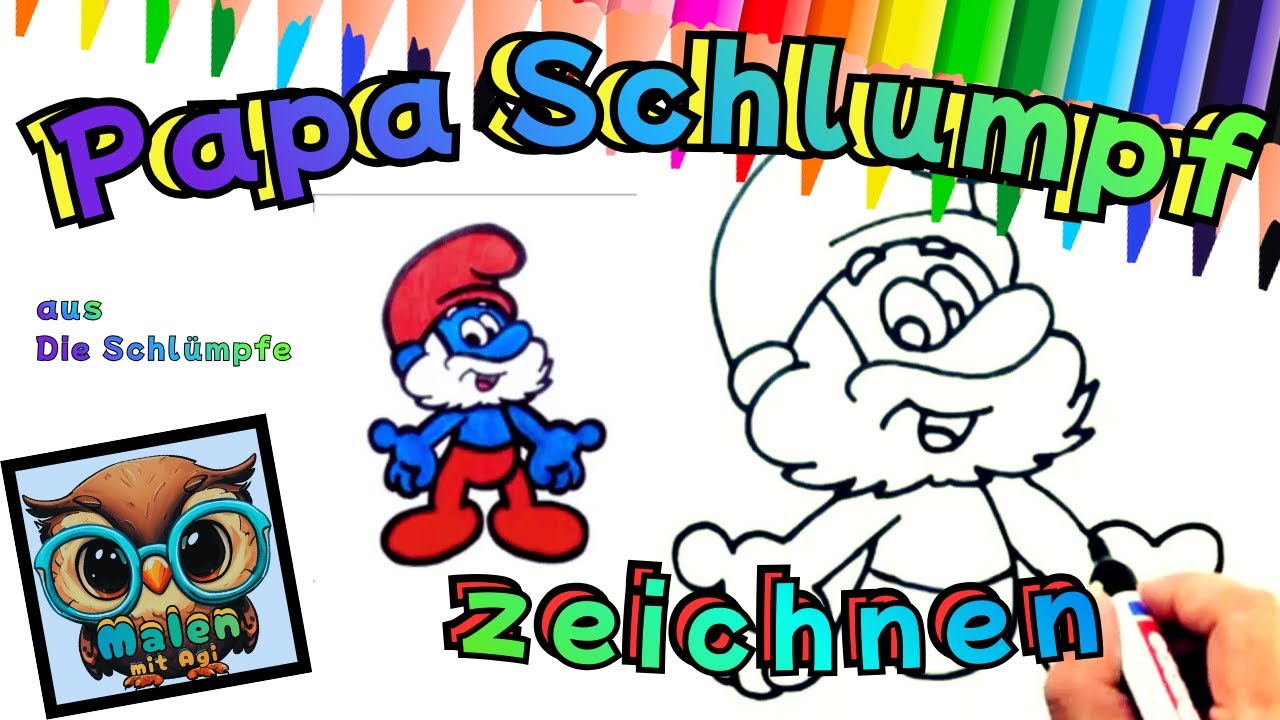 Wie malt man Papa Schlumpf / Schlümpfe malen ️ einfach zeichnen für ...