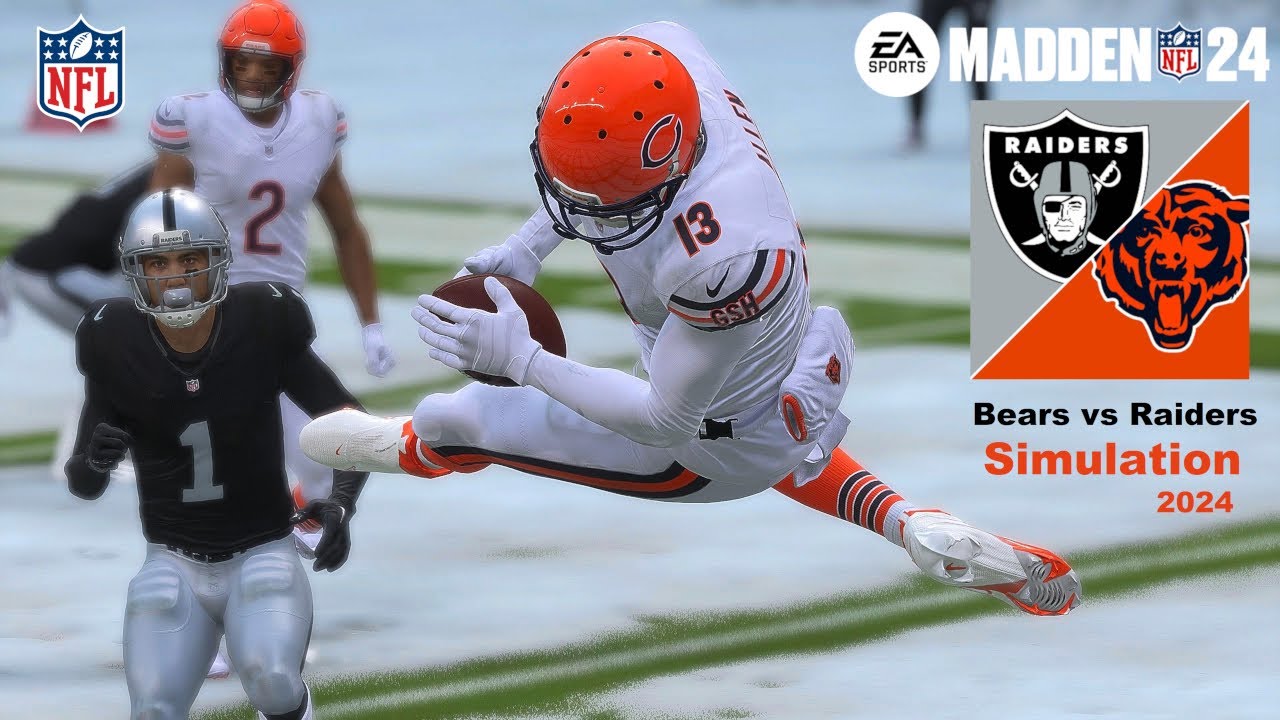 Madden 24 Bears vs Las Vegas Raiders Sim 2024 Full 15 Minute Quarters ...