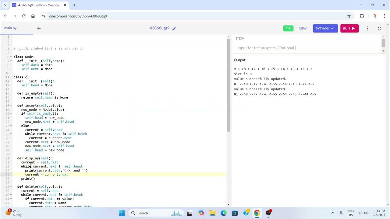 python cyclic linked list - YouTube