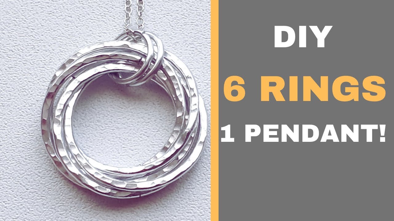 DIY Infinity Circle Wire Pendant | 6 Interlocking Hammered Rings | Easy Jewelry Making Tutorial ...