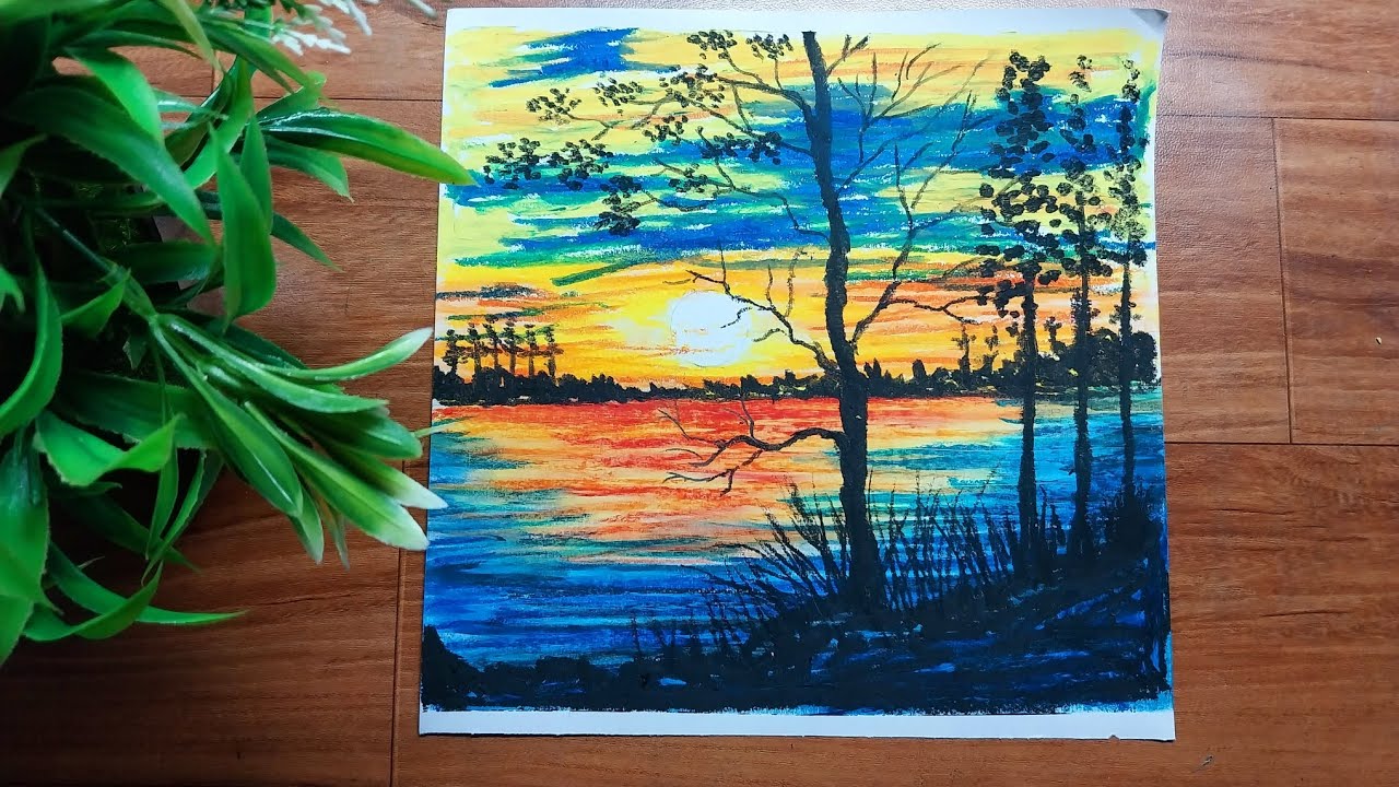 Hyper realistic landscape drawing with oil pastel tutorial - YouTube