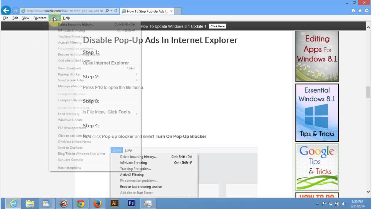 How To Block Pop Up Ads On Internet Explorer - YouTube