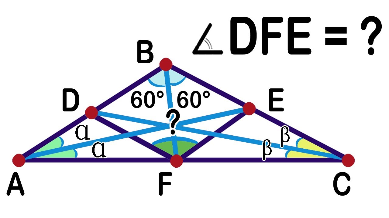 Find the angle DFE. AE, BF, CD are angle bisectors of a triangle ABC ...