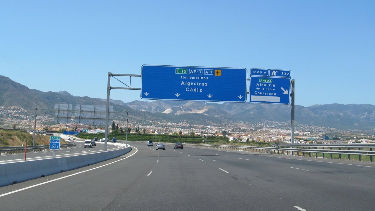 Spain: A-7 around Málaga - YouTube